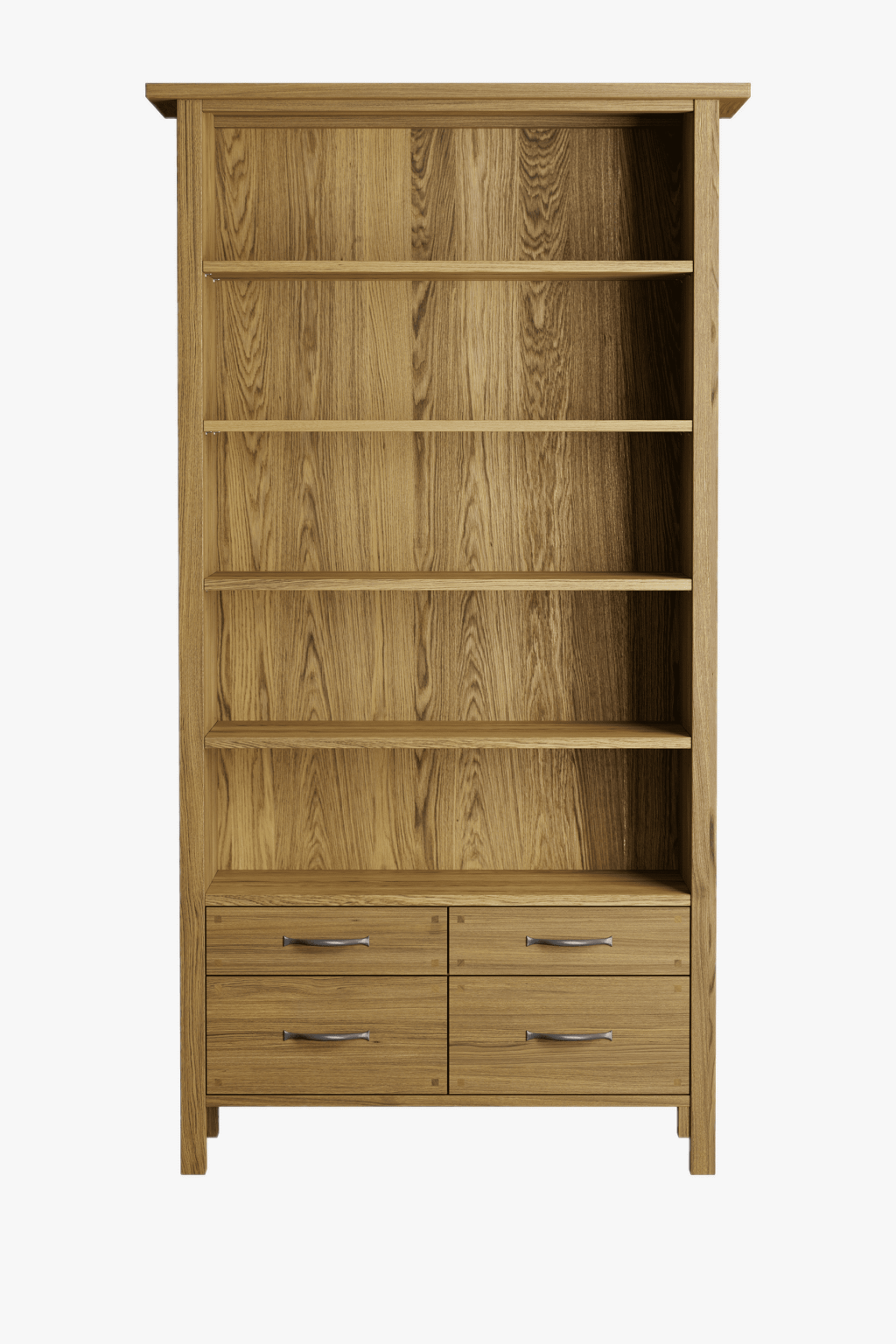 Milton 4 Drawer Single Bookcase (Oak) – Qualita Ltd