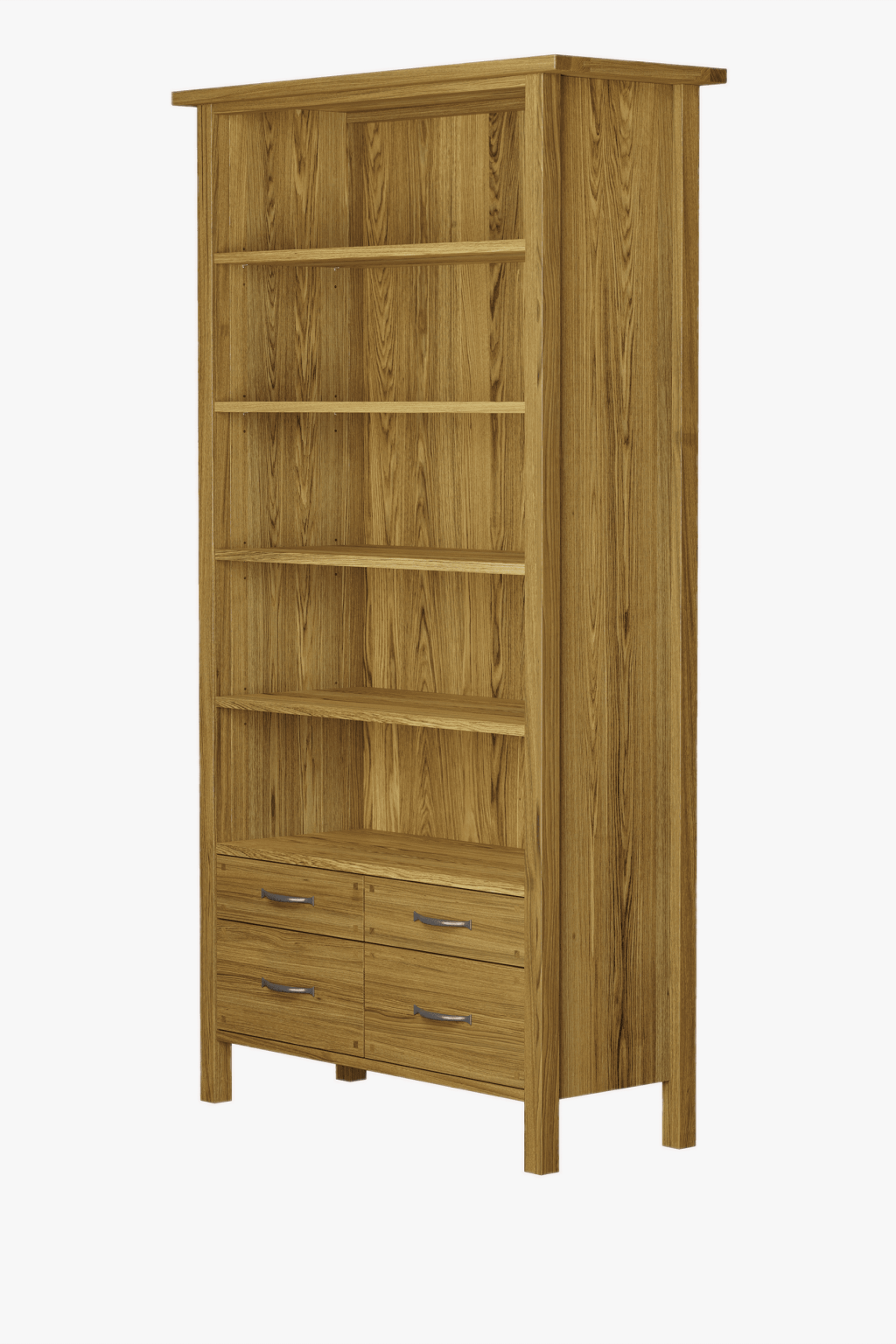 Milton 4 Drawer Single Bookcase (Oak) – Qualita Ltd