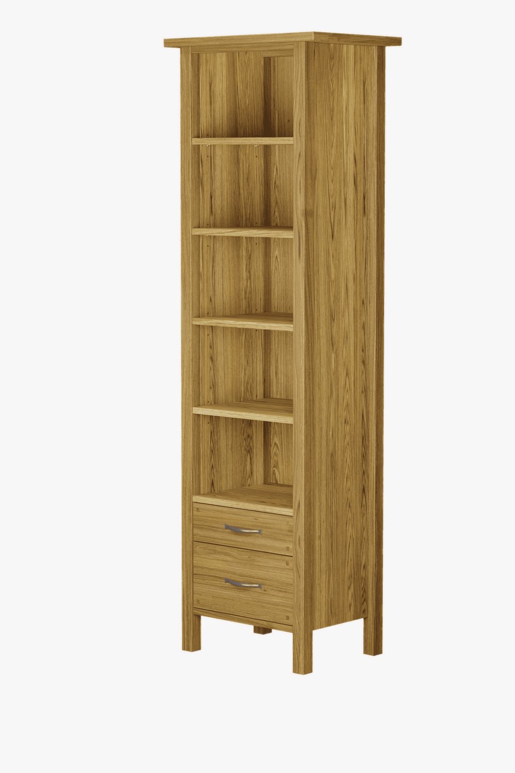Milton 2 Drawer Single Bookcase (Oak) – Qualita Ltd