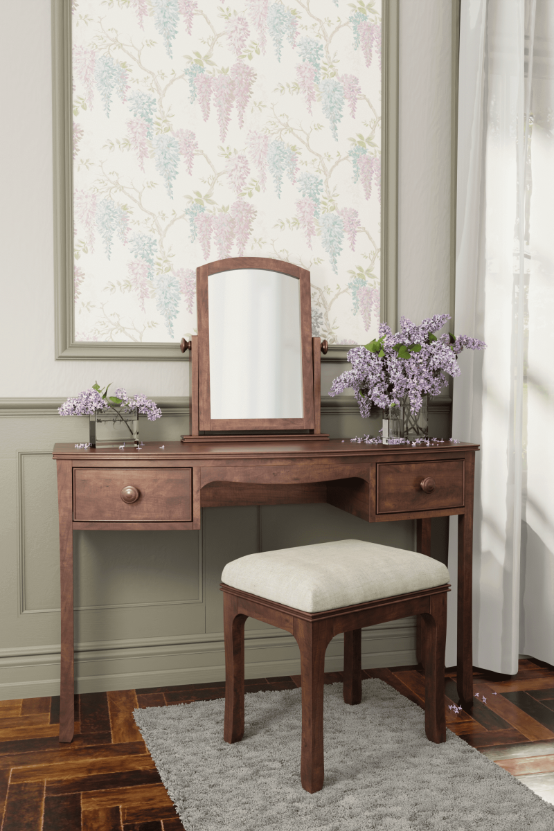 Broughton 2 Drawer Dressing Table, Stool & Mirror Set (Dark) – Qualita Ltd