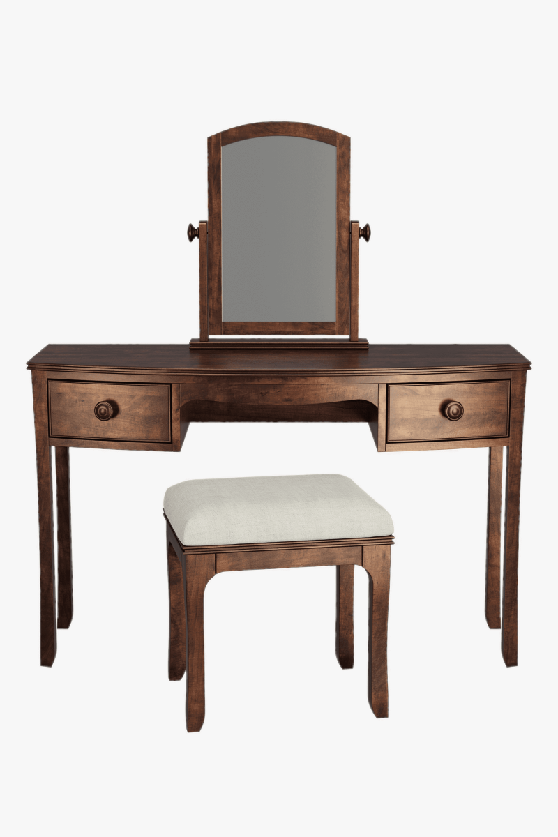 Broughton 2 Drawer Dressing Table, Stool & Mirror Set (Dark) – Qualita Ltd