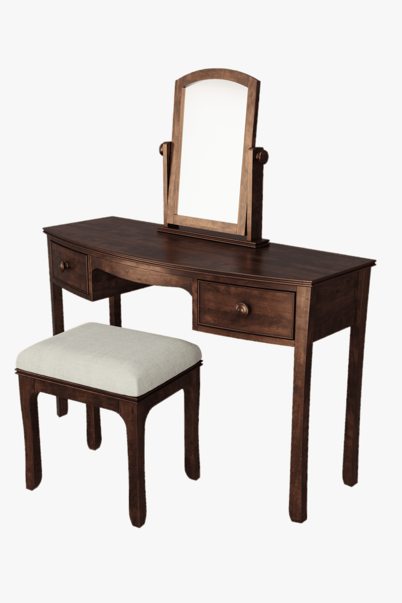 Broughton 2 Drawer Dressing Table, Stool & Mirror Set (Dark) – Qualita Ltd