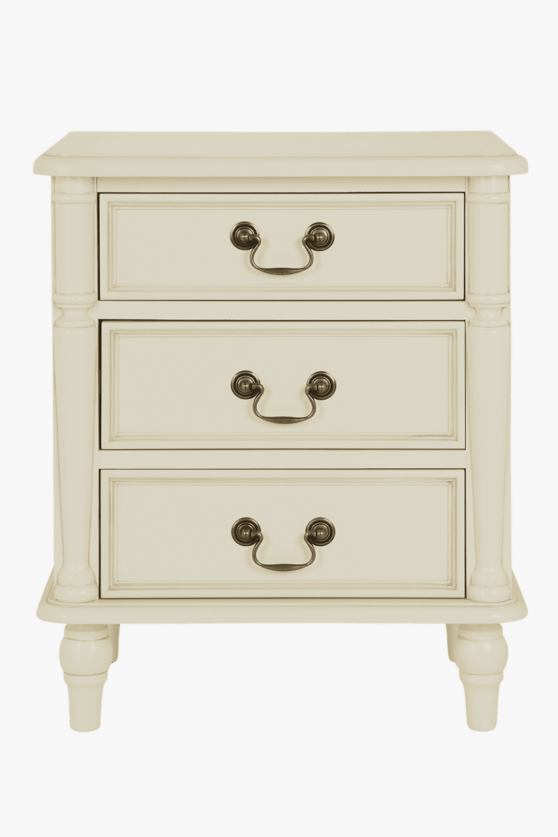 Clifton 3 Drawer Bedside Table (Ivory) – Qualita Ltd