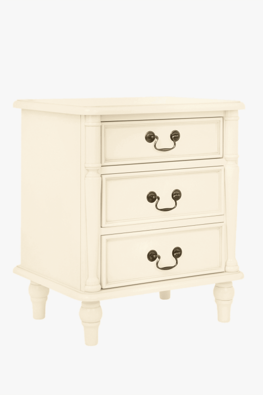 Clifton 3 Drawer Bedside Table (Ivory) – Qualita Ltd