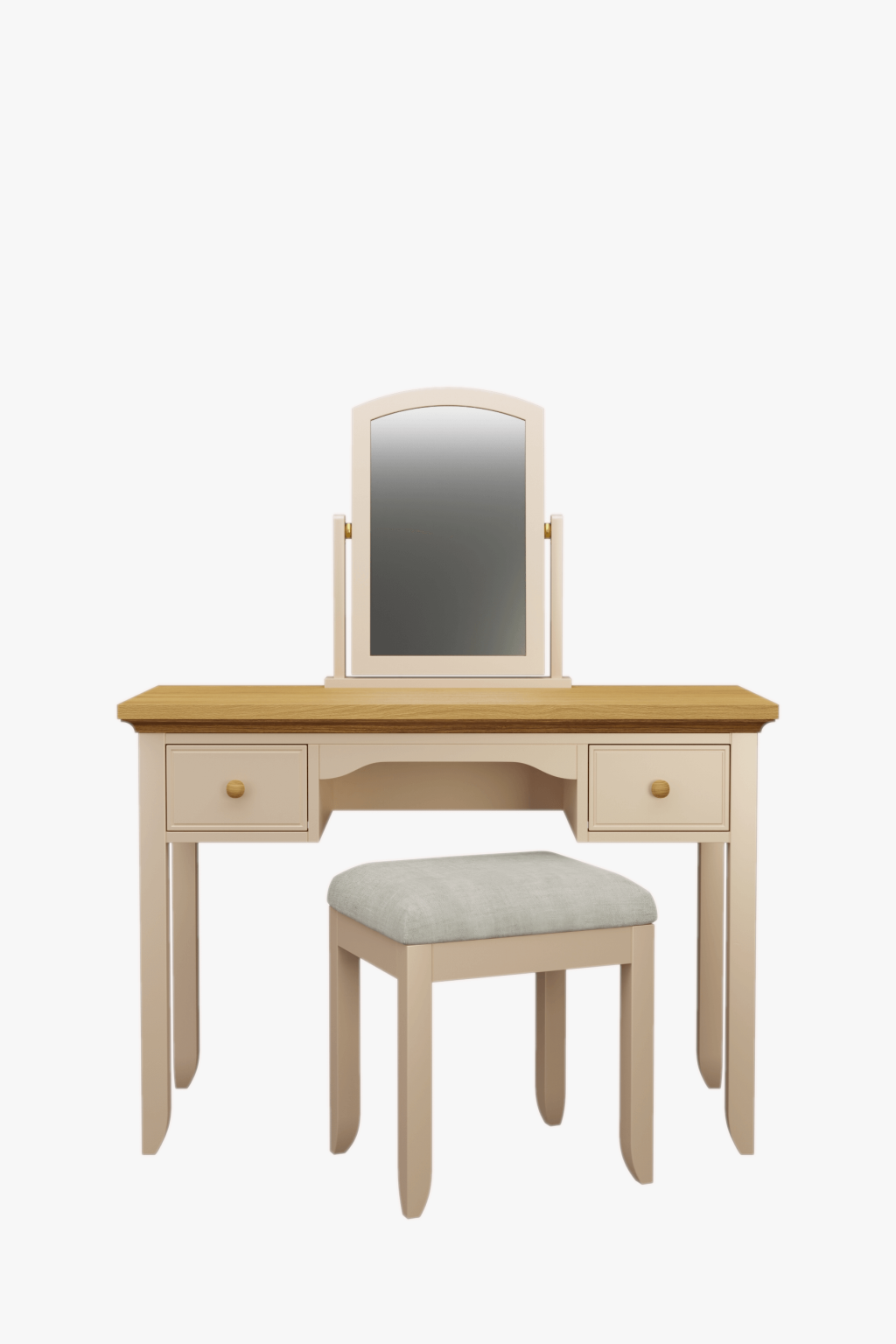 Oakham 2 Drawer Dressing Table, Stool & Mirror Set (Cream) – Qualita Ltd