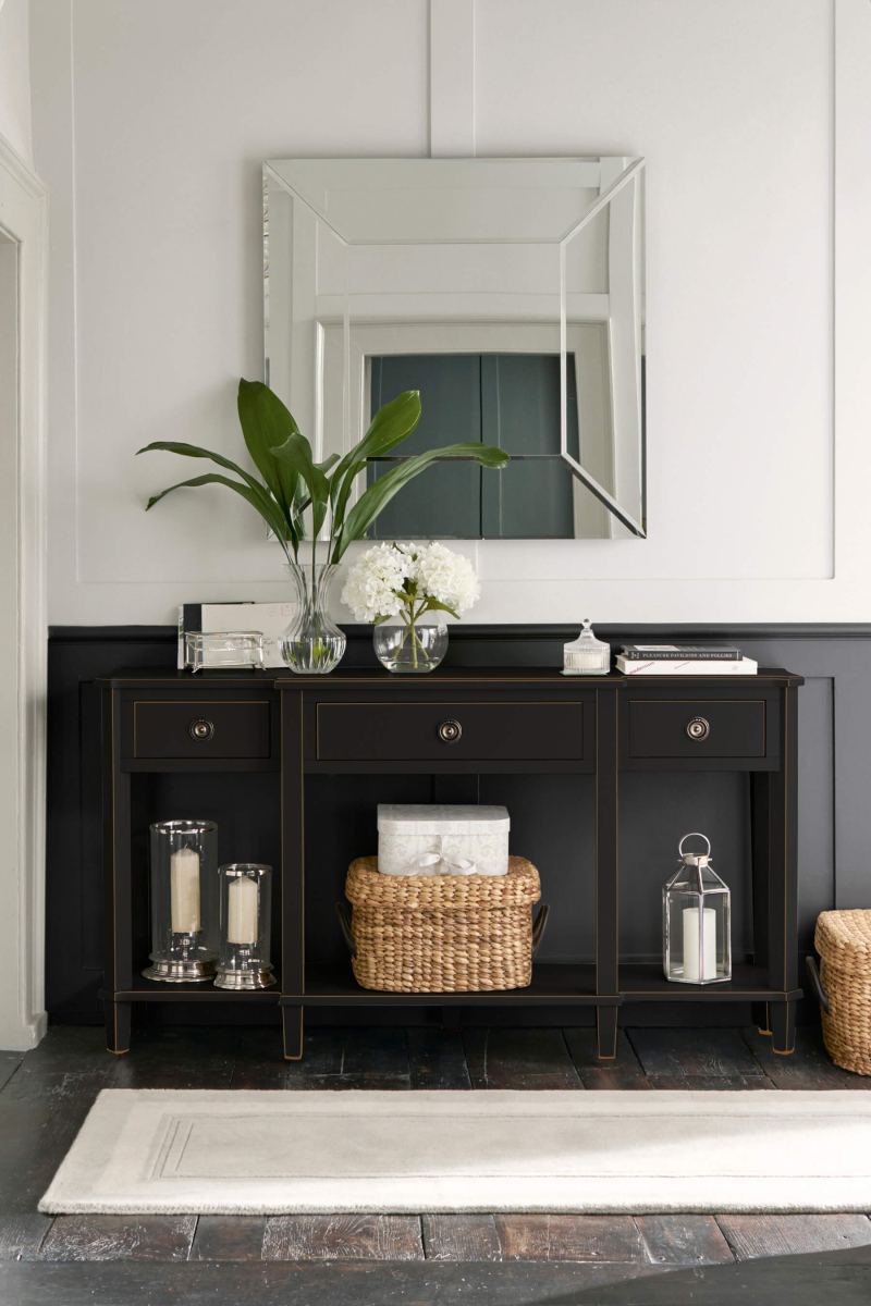 Henshaw 3 Drawer Triple Console Table (Black) – Qualita