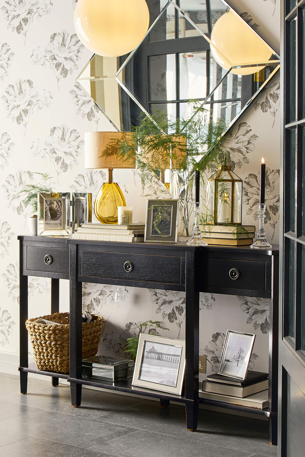 Henshaw 3 Drawer Triple Console Table (Black) – Qualita Ltd