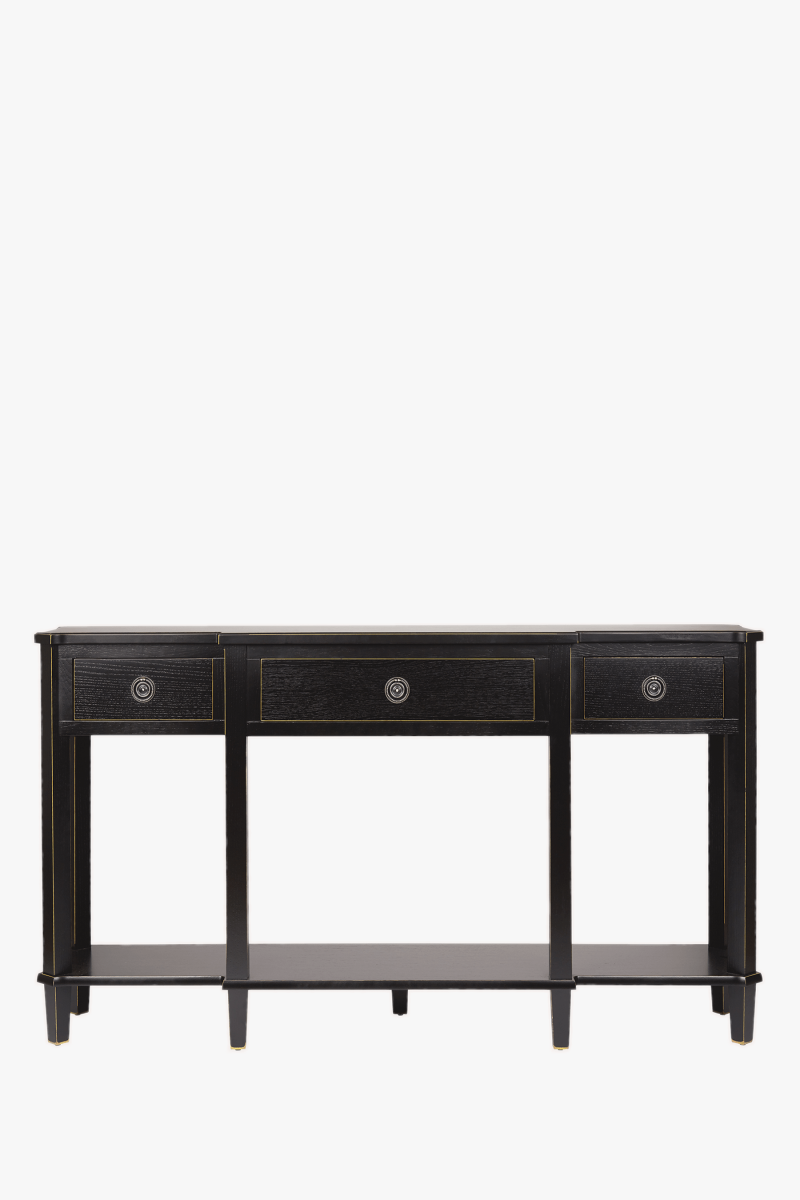 Henshaw 3 Drawer Triple Console Table (Black) – Qualita Ltd