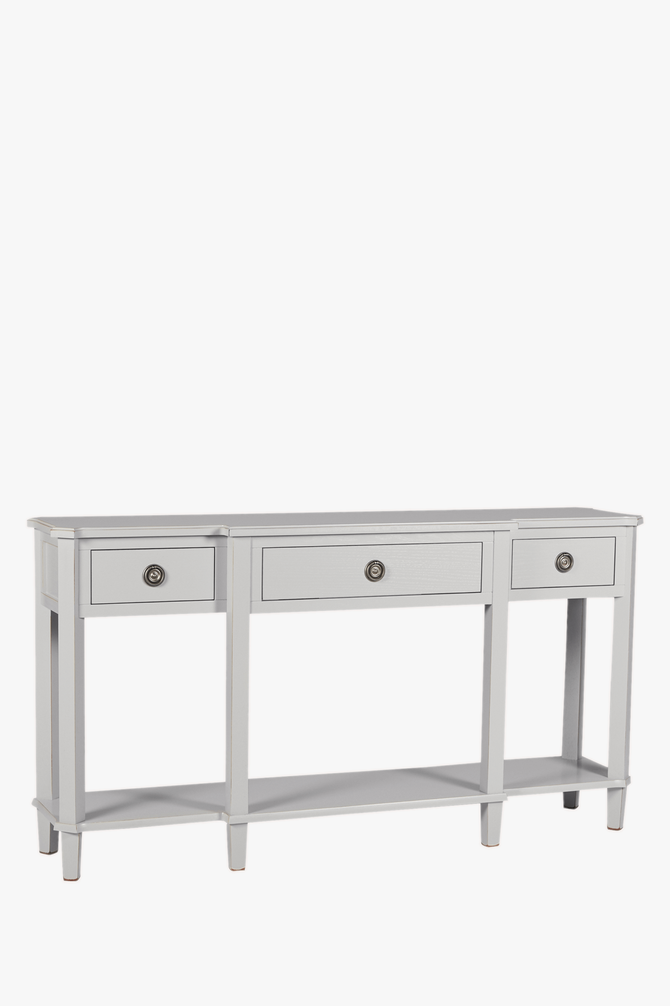 Henshaw 3 Drawer Triple Console Table (Pale Steel) – Qualita Ltd