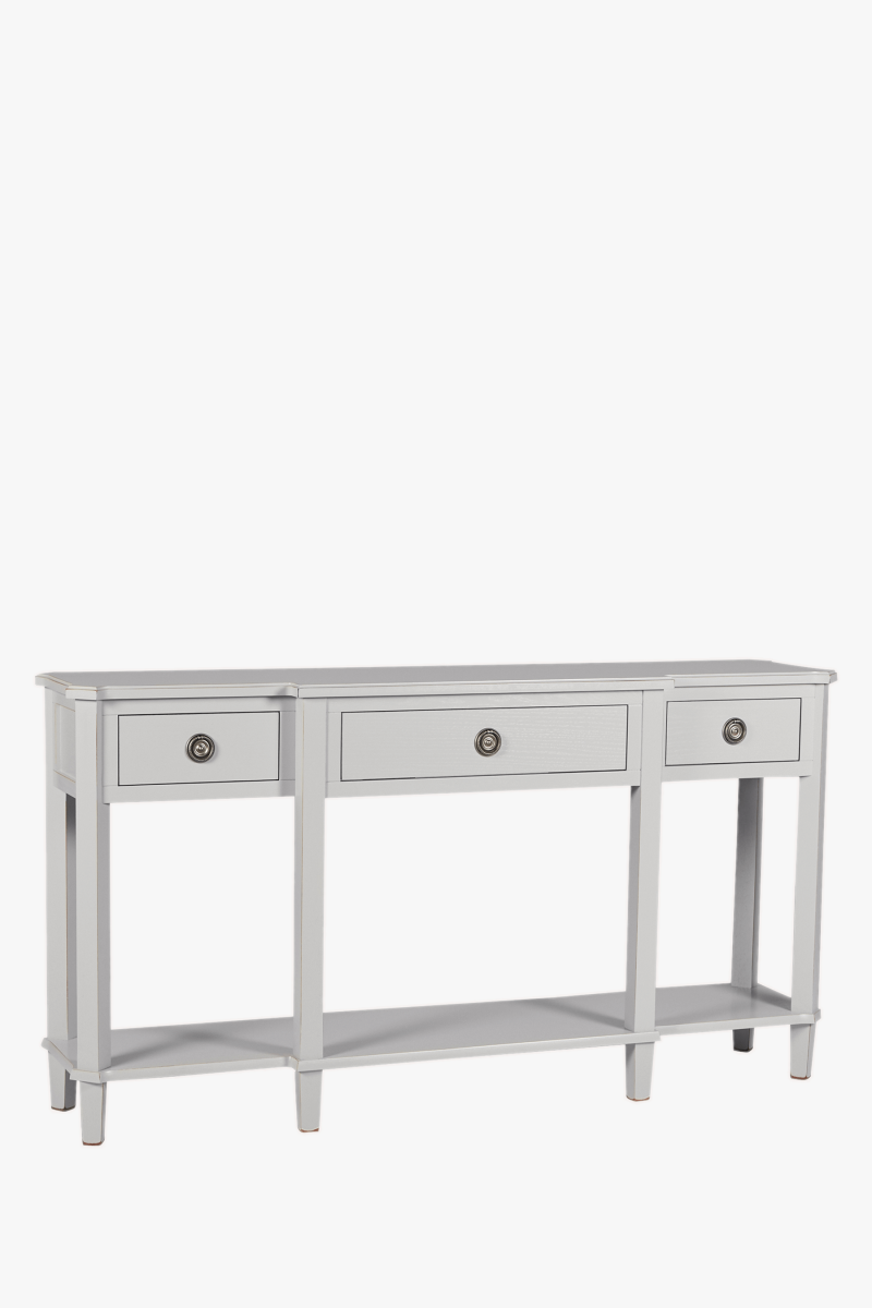 Henshaw 3 Drawer Triple Console Table (Pale Steel) – Qualita Ltd