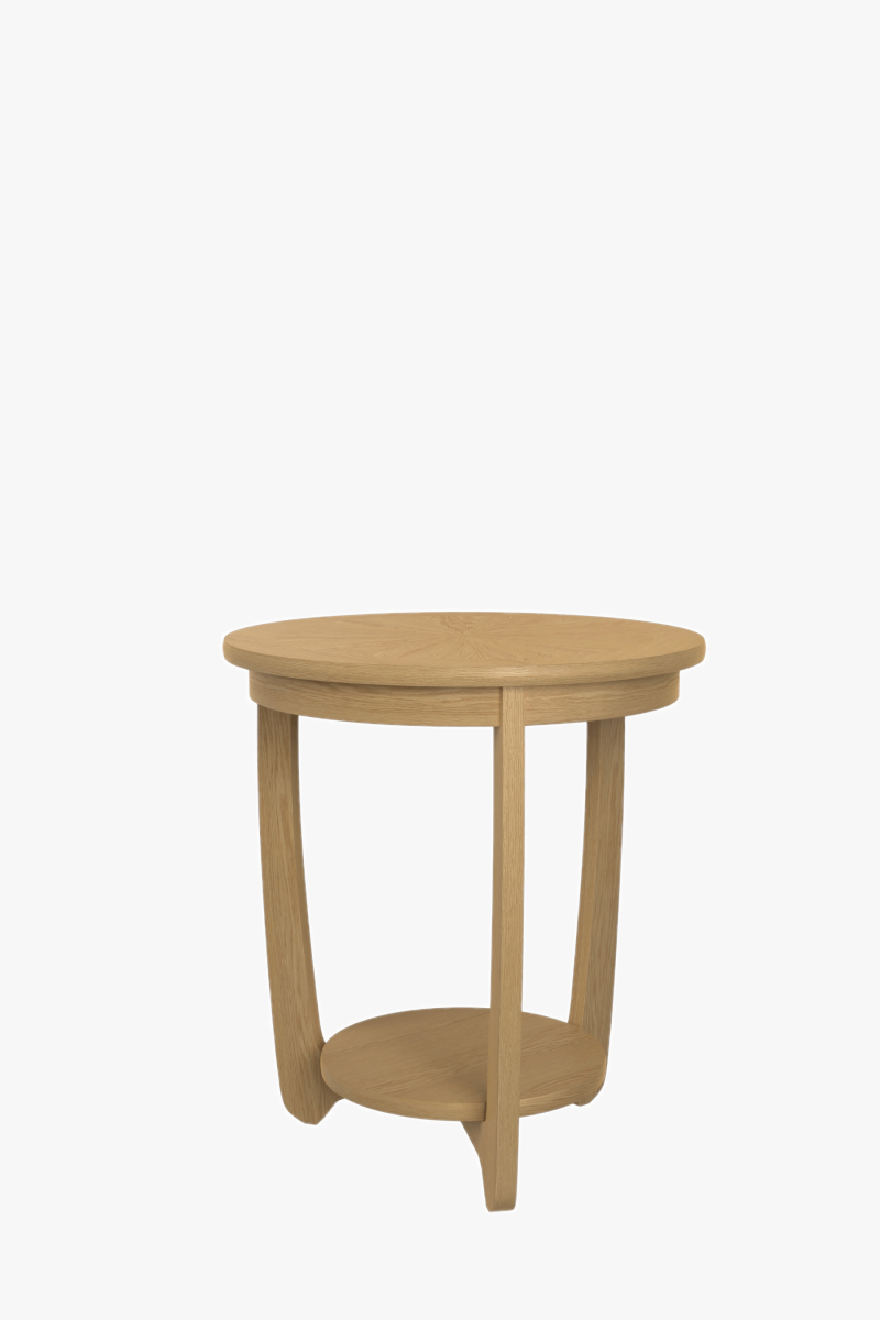 Shadows Sunburst Side Table (Oak) – Qualita Ltd