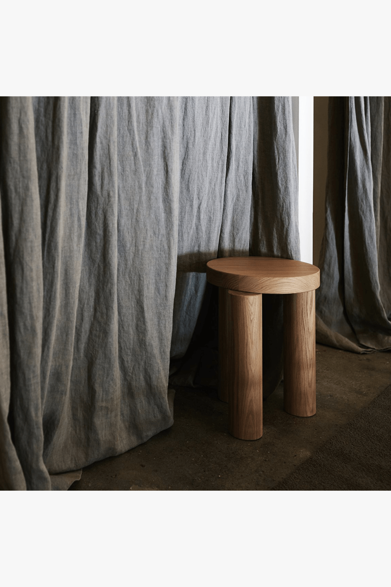 Offset Stool, Side Table (Oak) – Qualita Ltd