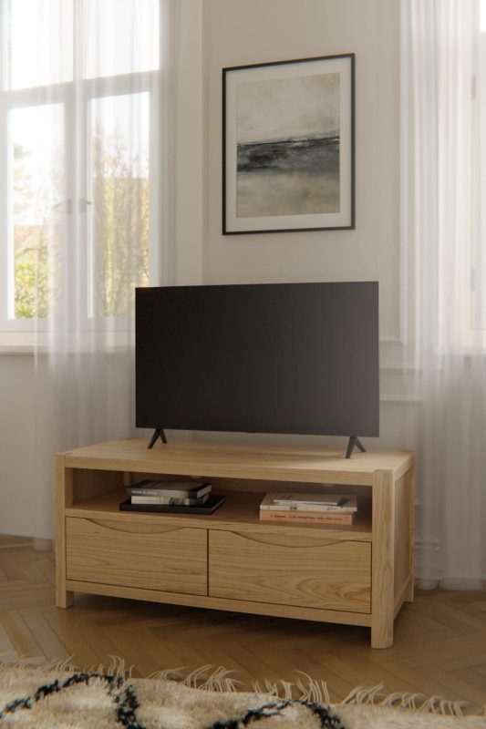 Stockholm 2 Drawer TV Unit (Oak) – Qualita Ltd