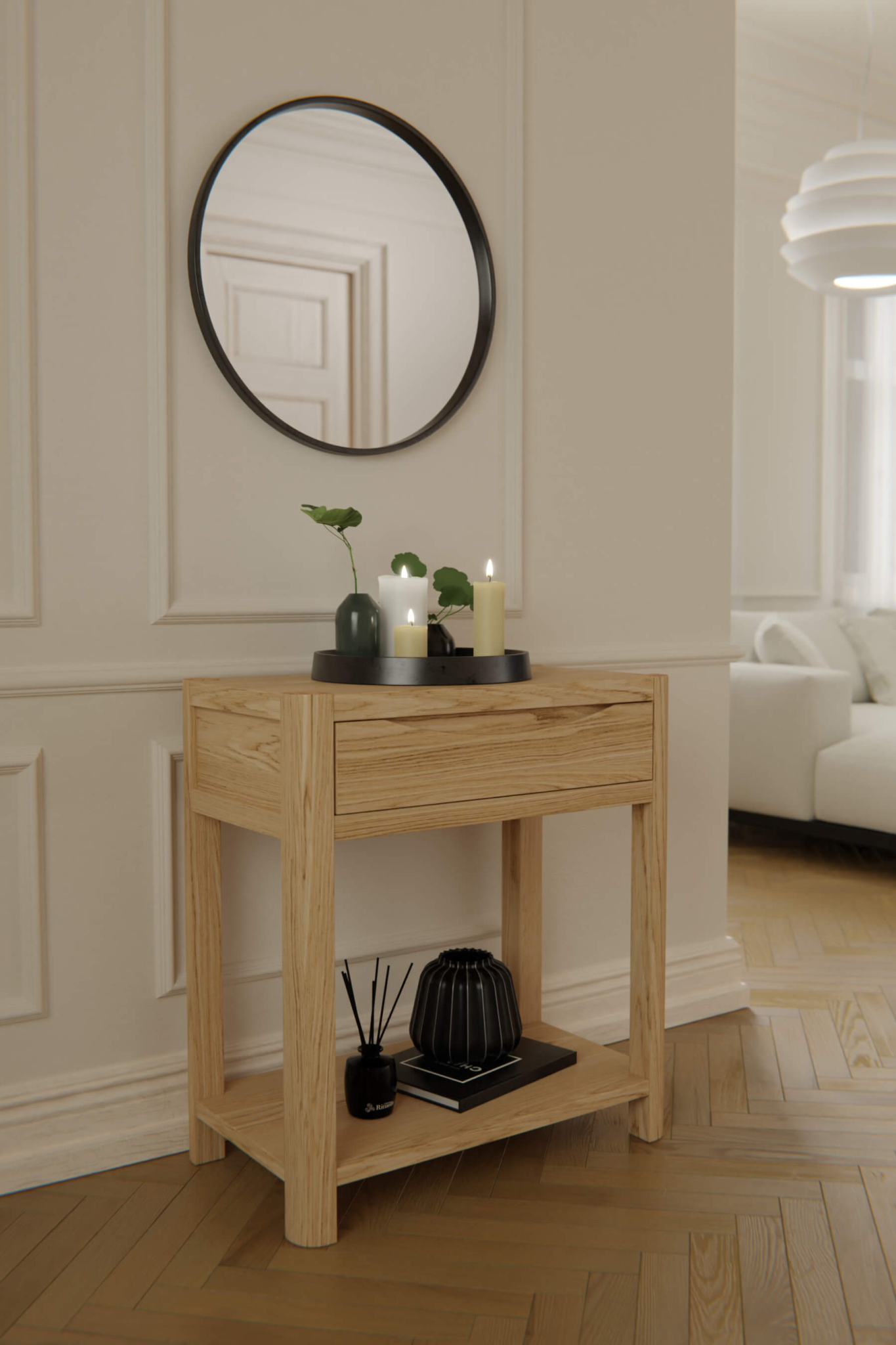 Stockholm 1 Drawer Hall Table (Oak) – Qualita Ltd
