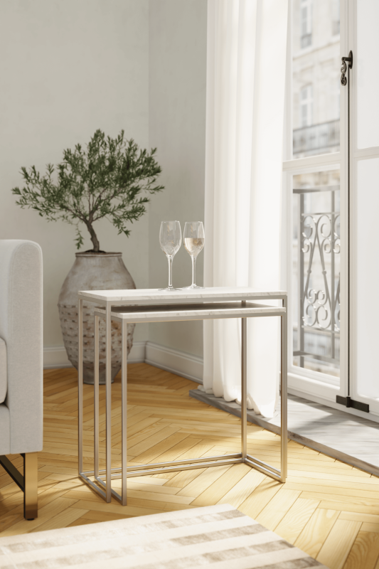 Camden Nest of Rectangular Tables (White Marble) – Qualita Ltd